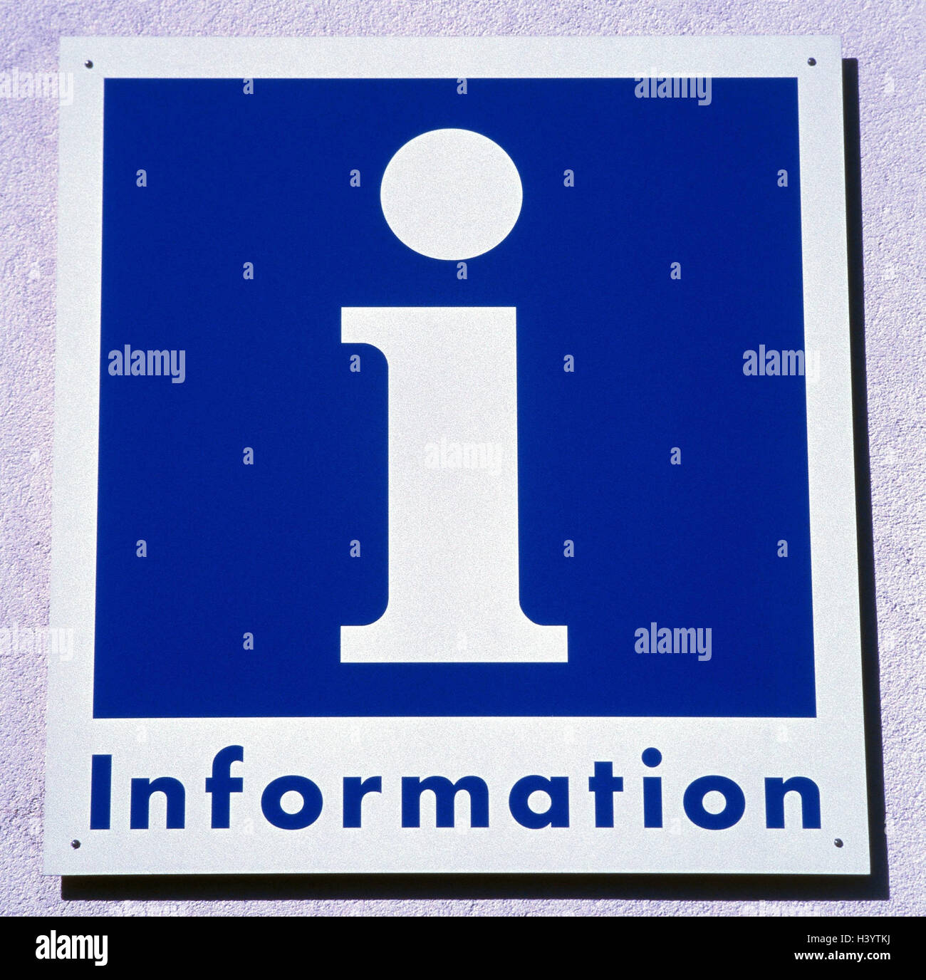 outside wall, sign, "I", information, product photography, sign, blue ...