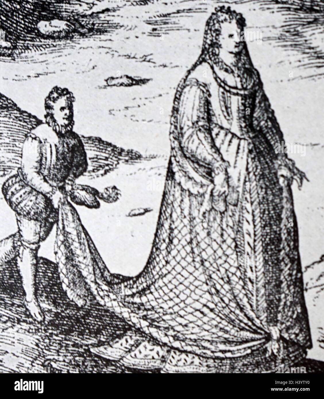 Engraving of Anna of Austria, Queen of Spain (1549-1580) wife of King ...