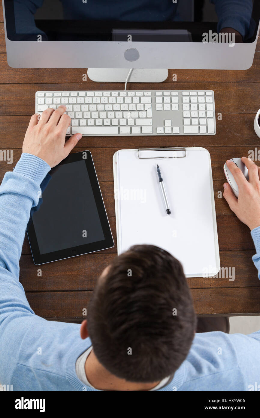 Man using computer Stock Photo - Alamy