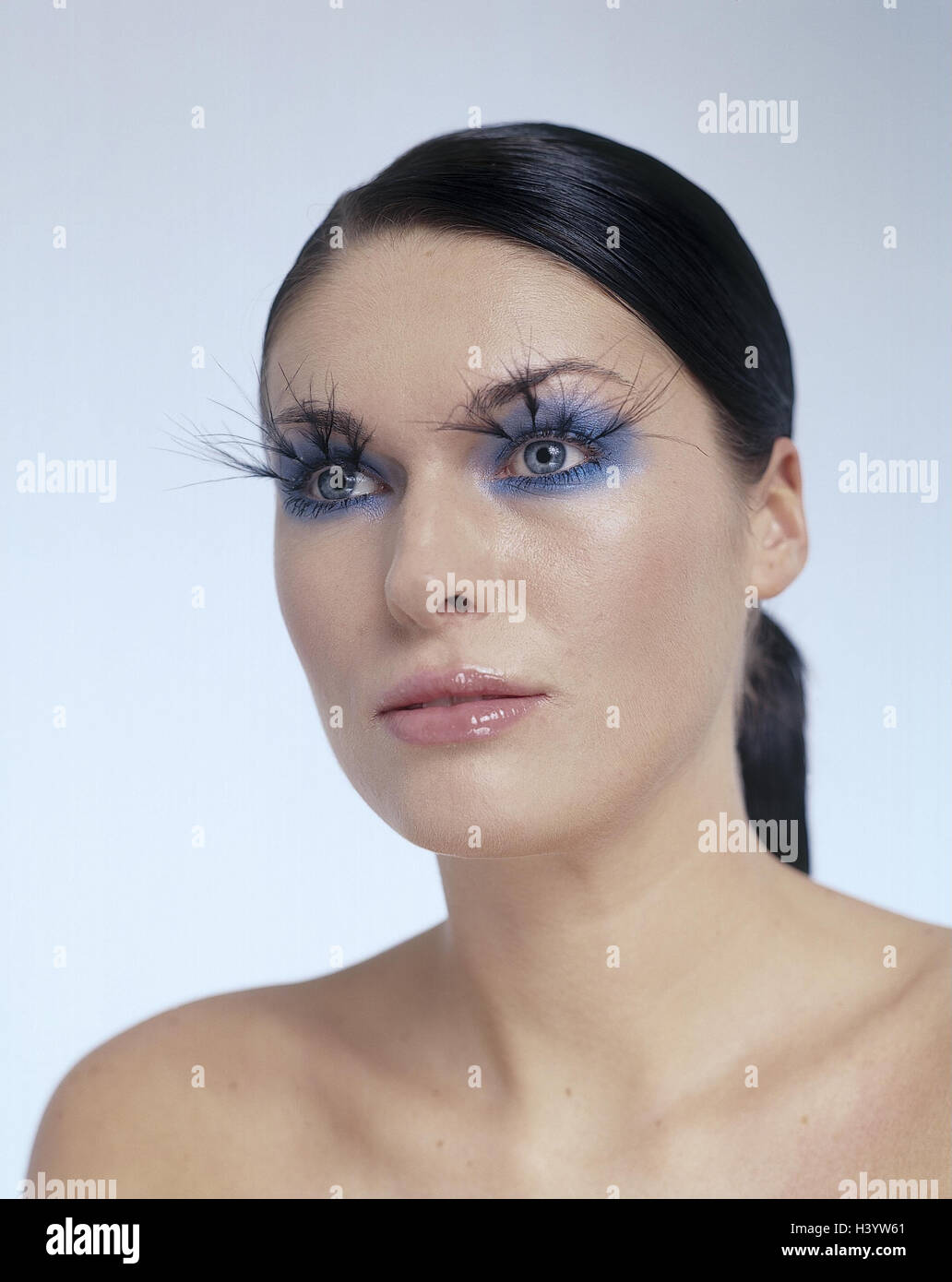 Woman, young, ocular make-up, extravagant, eyelashes, portrait, women's ...