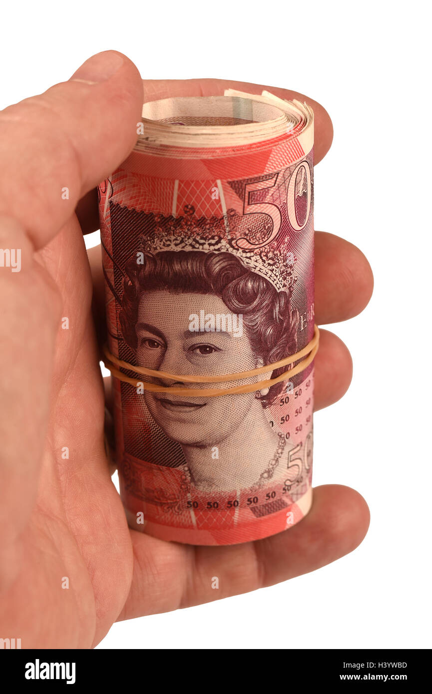 Roll fifty pound notes hi-res stock photography and images - Alamy