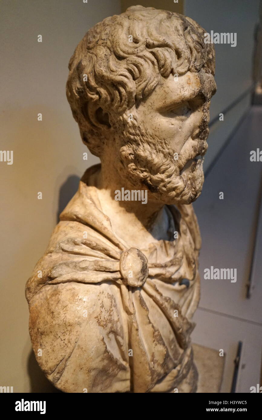 Marble portrait bust from Roman Britain. Dated 2nd Century Stock Photo ...