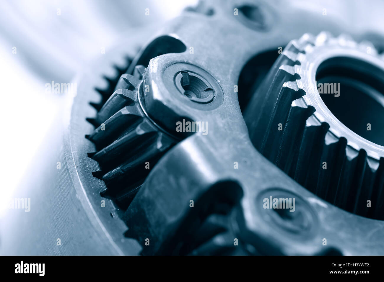 Machinery concept. Set of various gears closeup as background Stock ...