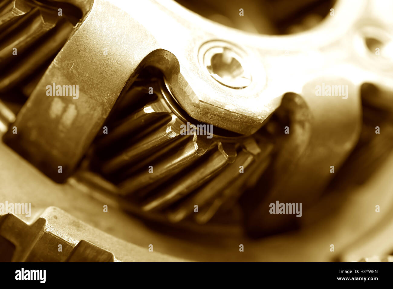 Machinery concept. Set of various gears closeup as background Stock ...