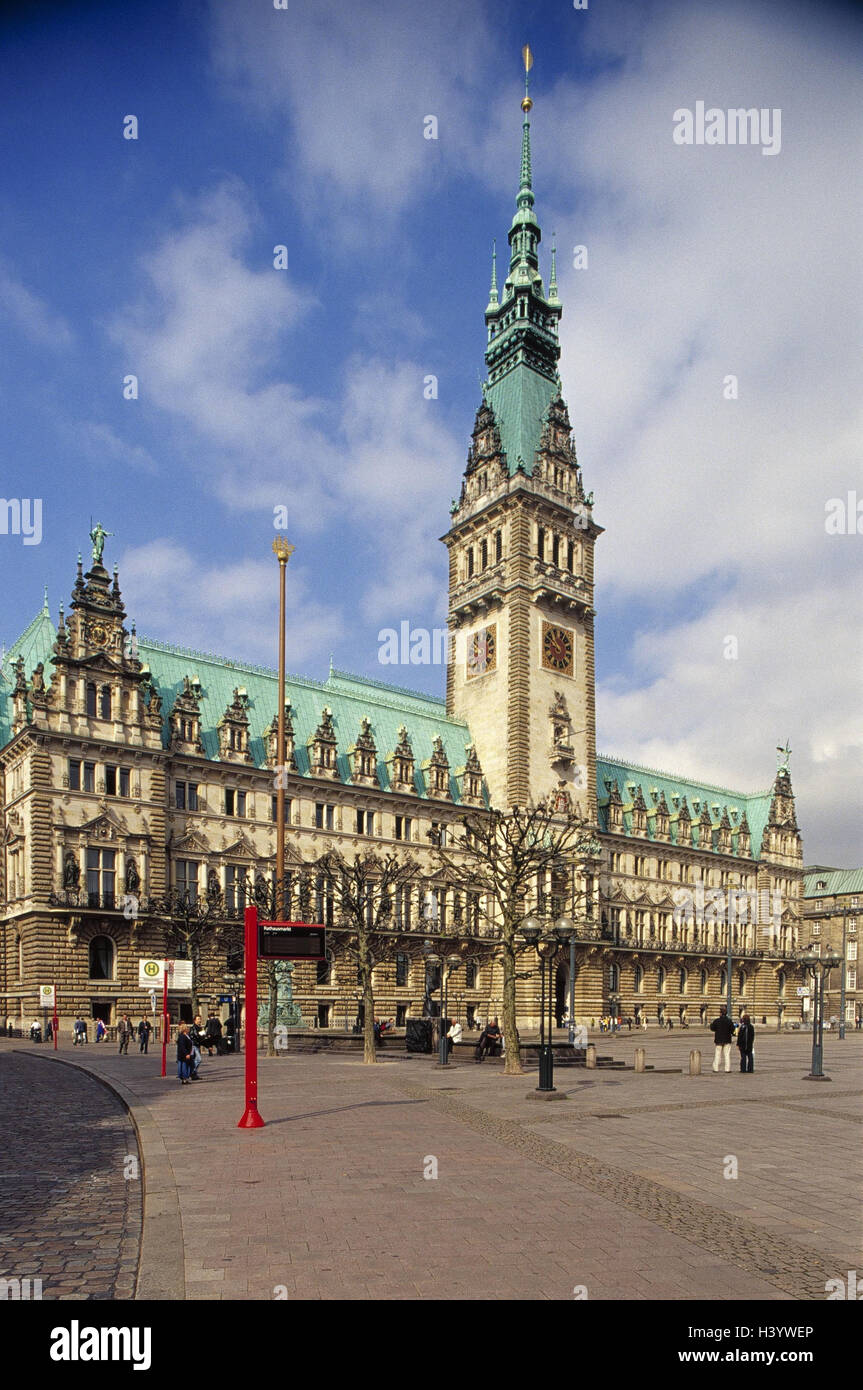 Germany, Hamburg, city hall, North Germany, town, city centre, city ...