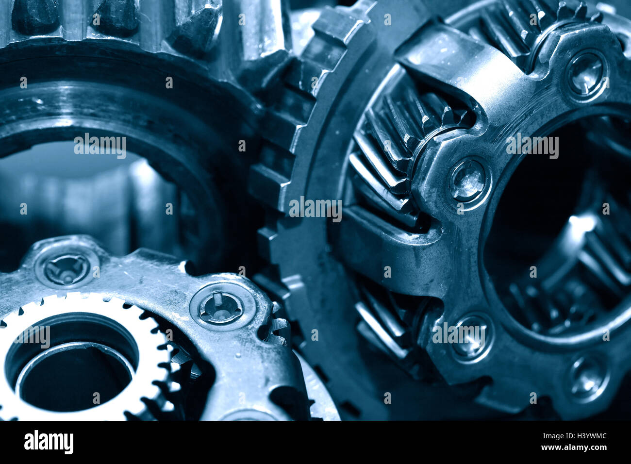 Machinery concept. Set of various gears closeup as background Stock ...