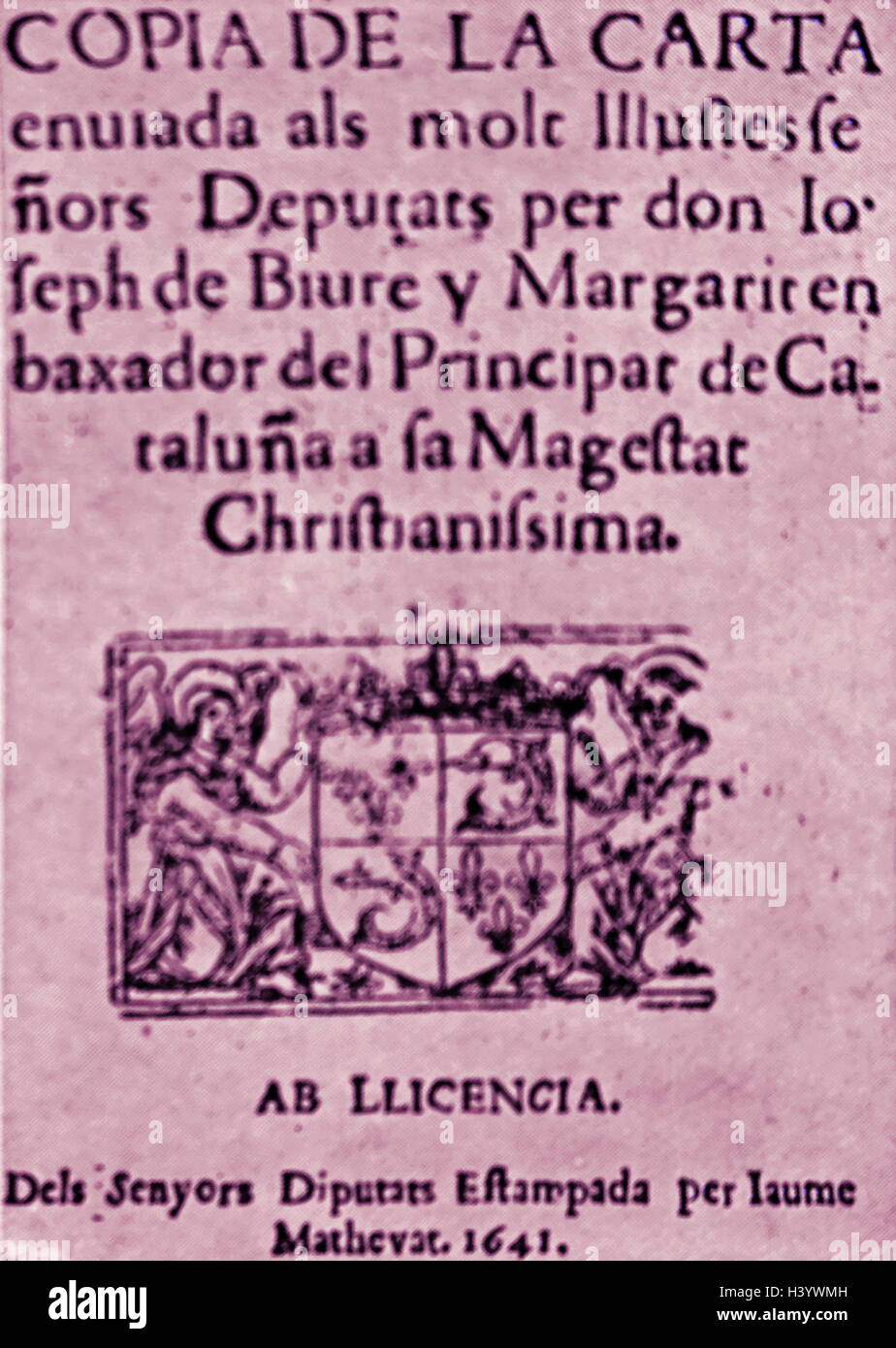Title page of 'Copia de una Carta Escrita'. Dated 17th Century Stock ...