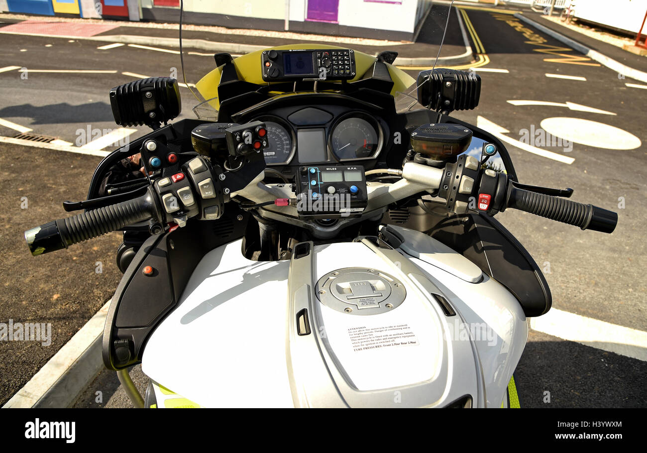Police motorcycle dashboard controls, UK Stock Photo - Alamy