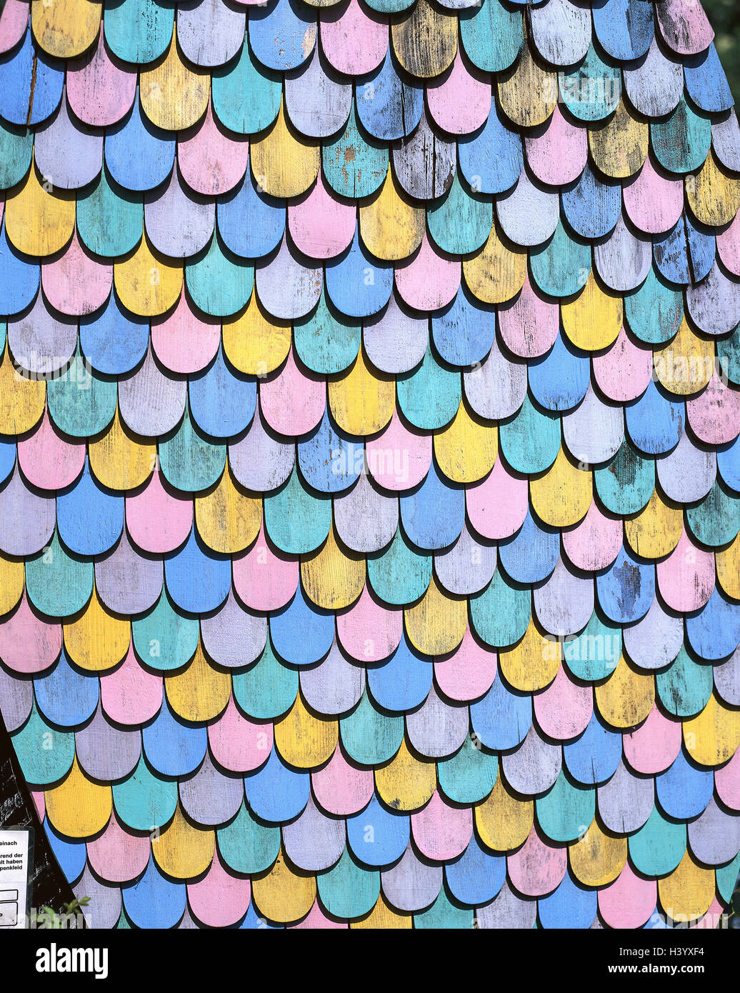 wooden wall, shingles, detail, colourfully, Europe, Lucerne, house ...