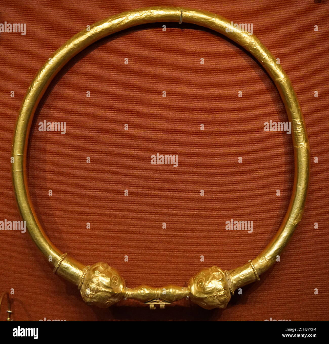 Gold torc with lion head terminals worn by a wealthy Byzantine woman ...