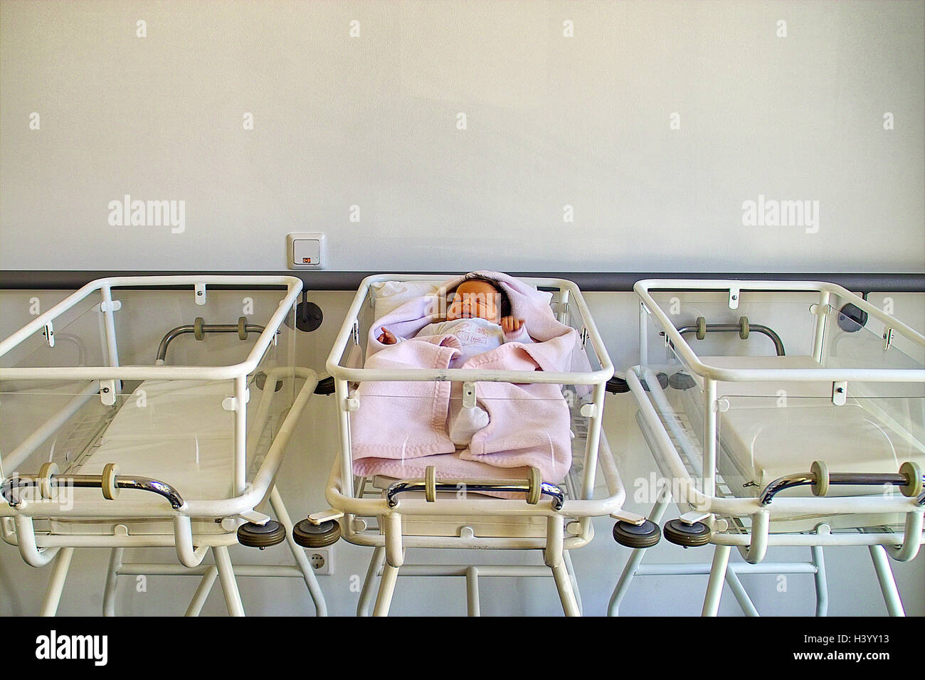 Hospital, infant station, little bed, infant, clinic, station, bed ...