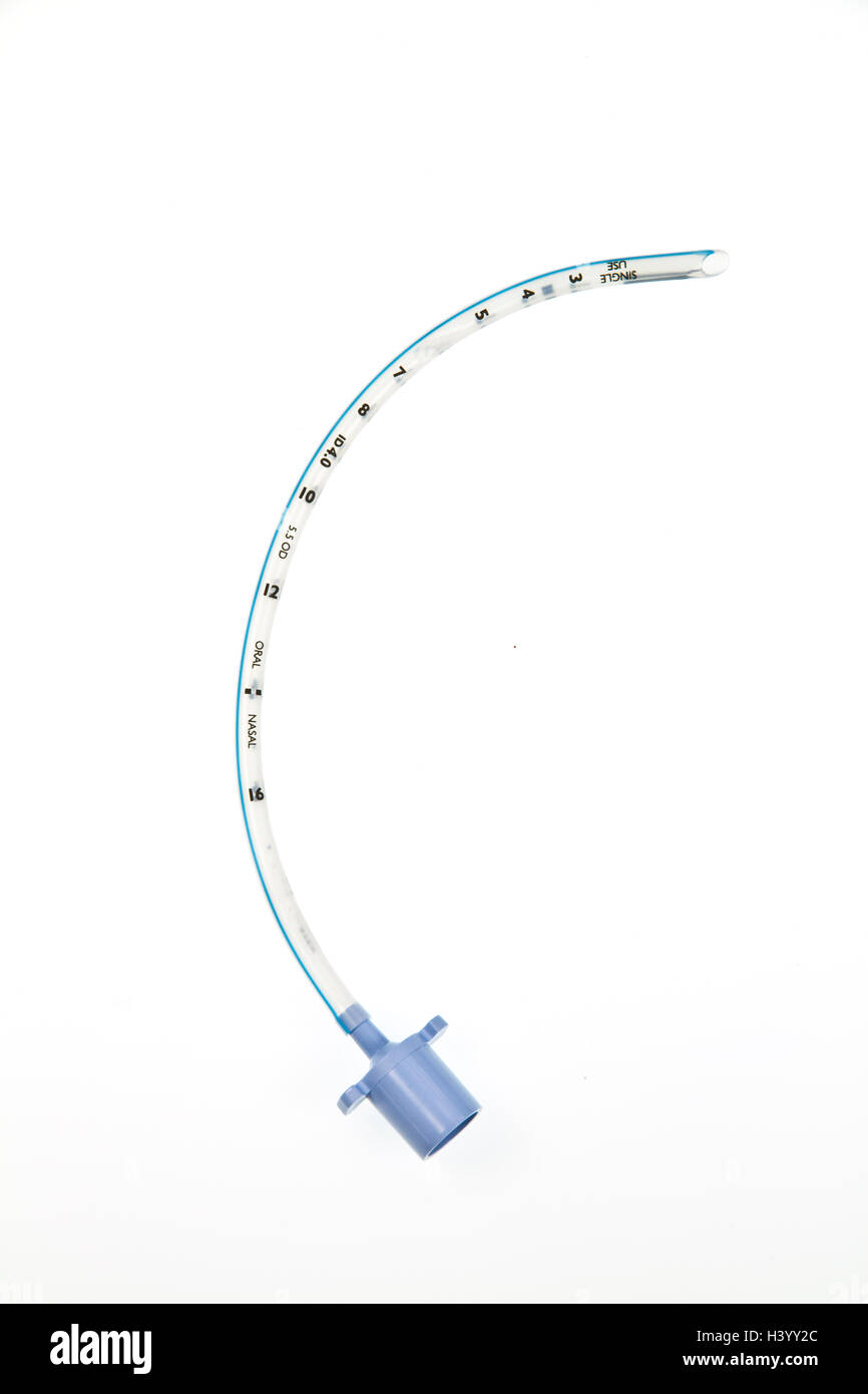 Small uncuffed endotracheal tube which is passed through the larynx ...