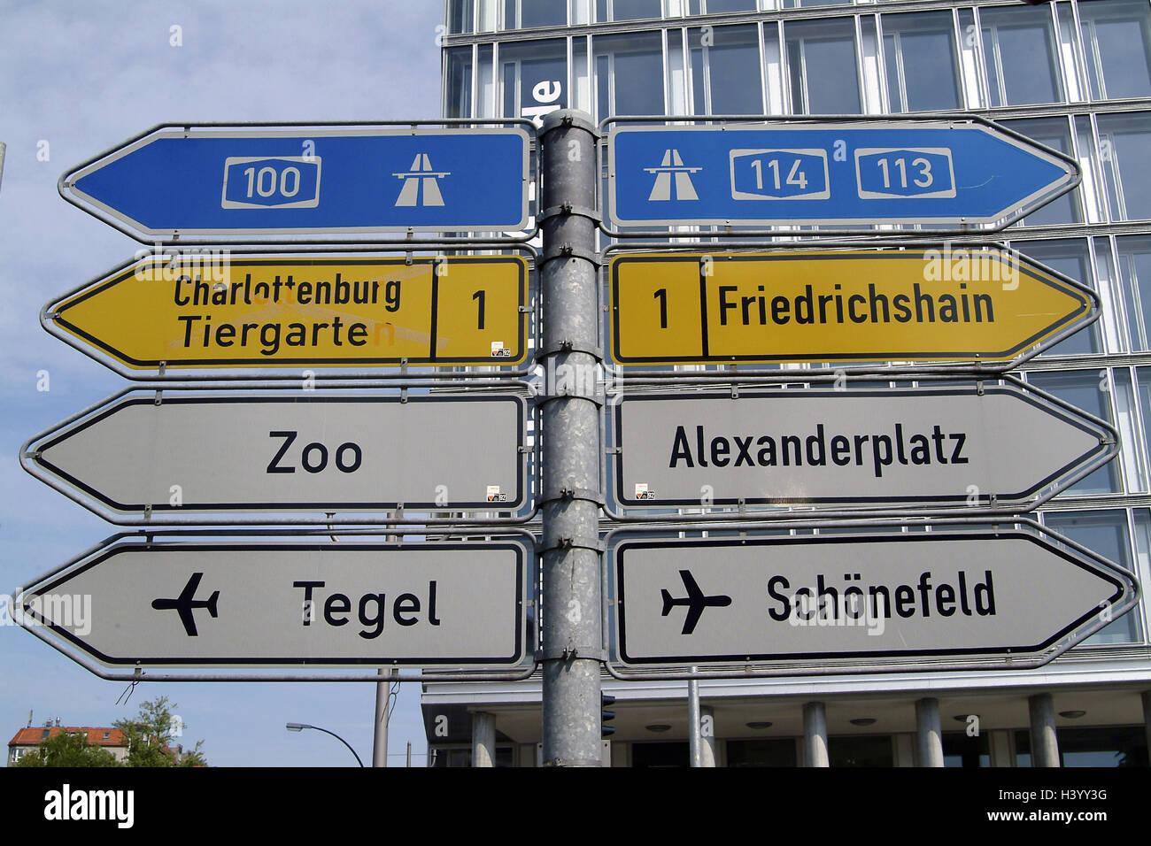 Germany, Berlin, Wilhelmstrasse, sign tree, signpost, Europe, town ...
