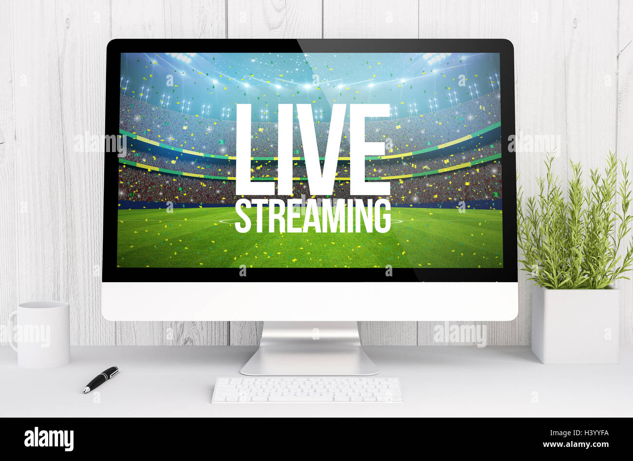 3d rendering live streaming on computer. All screen graphics are made ...