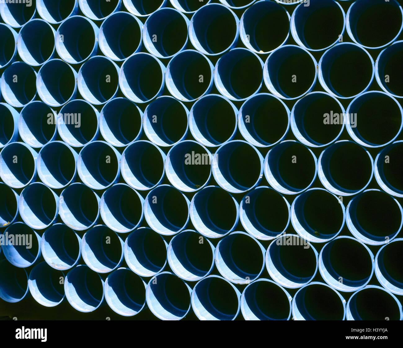 Plastic pipes, blue, stacked, construction, to pipe, conduit, plastic ...