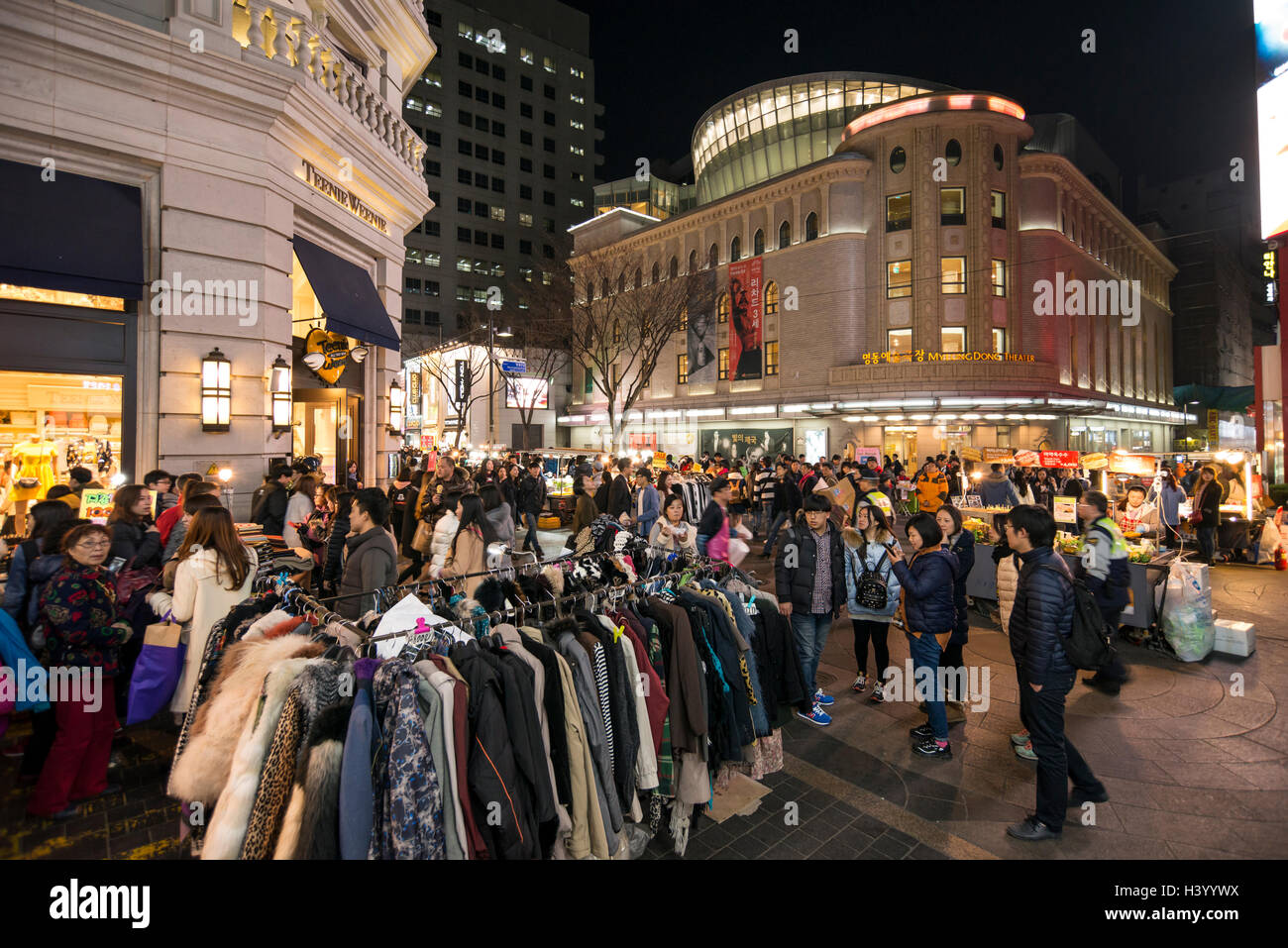 Streets stalls selling various fashion items in the evening in the ...