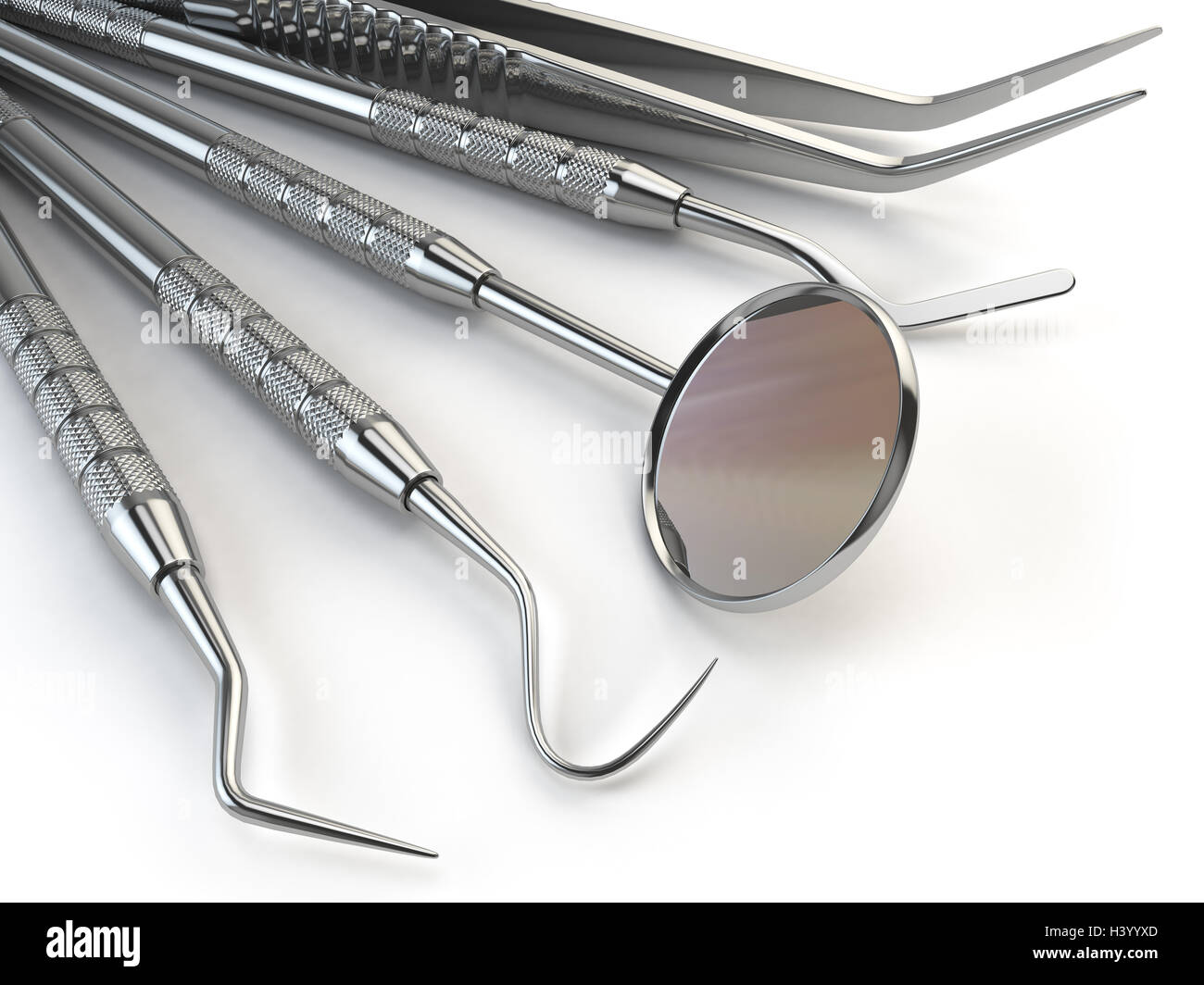 Dental tools set for teeth dental care isolated on white. Stomatology ...