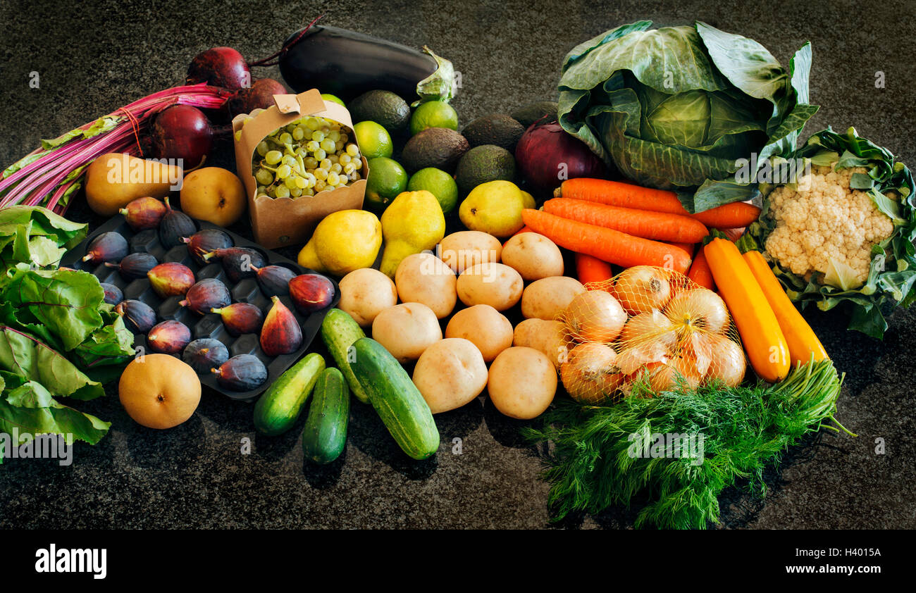 Selection of fresh fruit and vegetables Stock Photo - Alamy