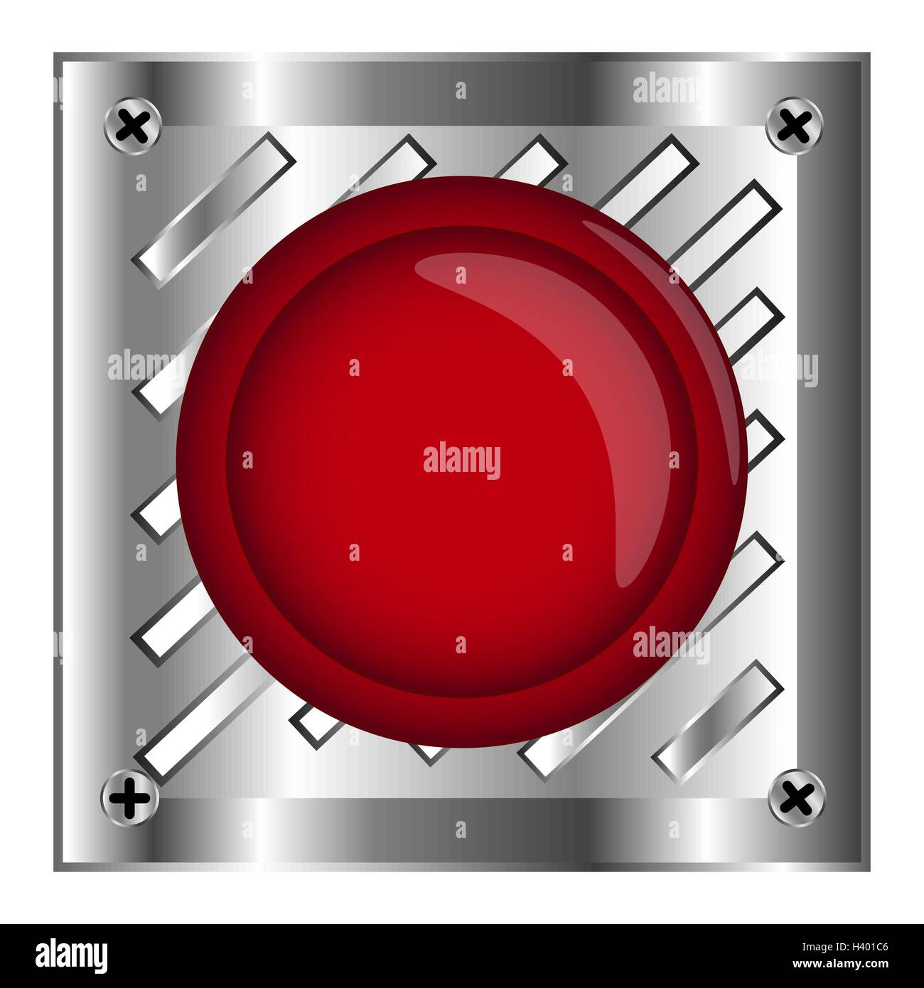 red alarm shiny button with metal elements, background,vector Stock ...