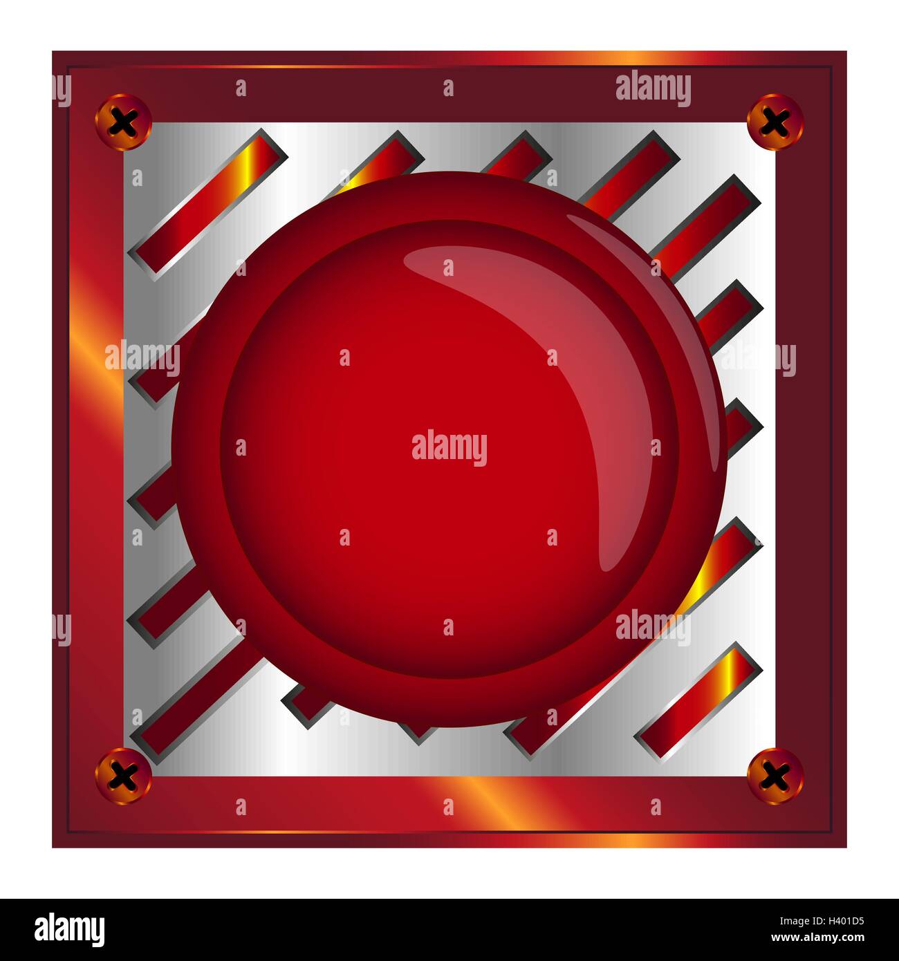 red alarm shiny button with metal elements, background,vector Stock ...