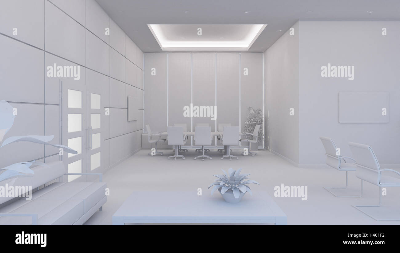 3D Interior rendering of a modern office Stock Photo - Alamy
