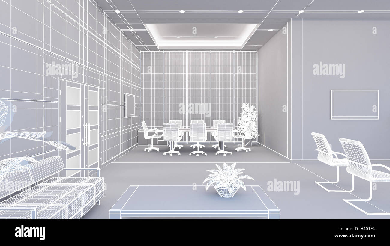 3D Interior rendering of a modern office Stock Photo - Alamy