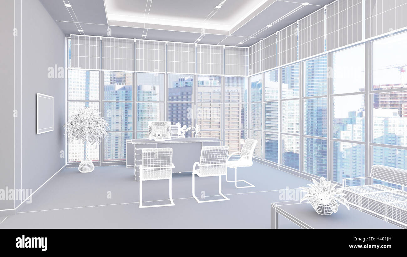 3D Interior rendering of a modern office Stock Photo - Alamy