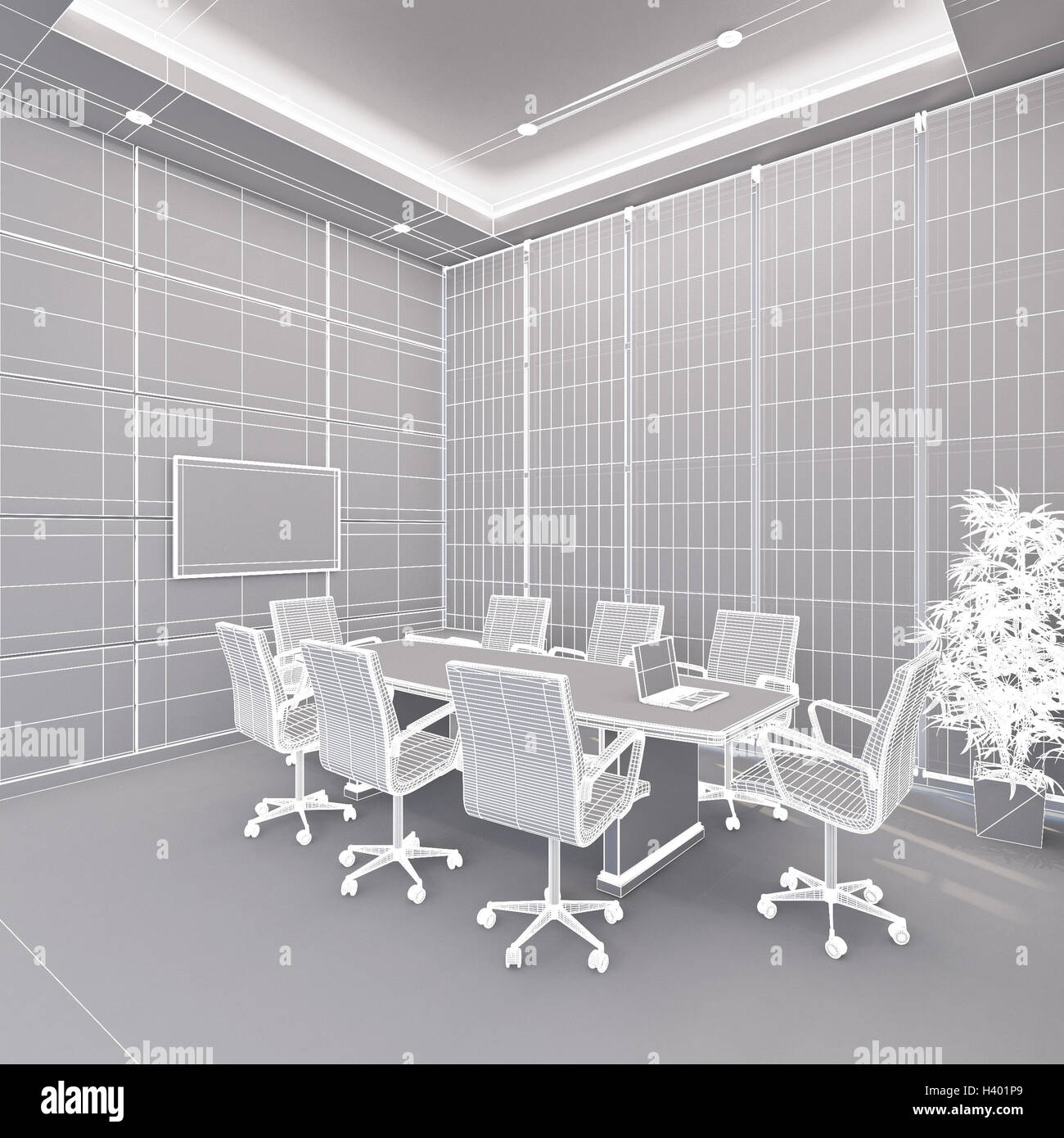 3D Interior rendering of a modern office Stock Photo - Alamy