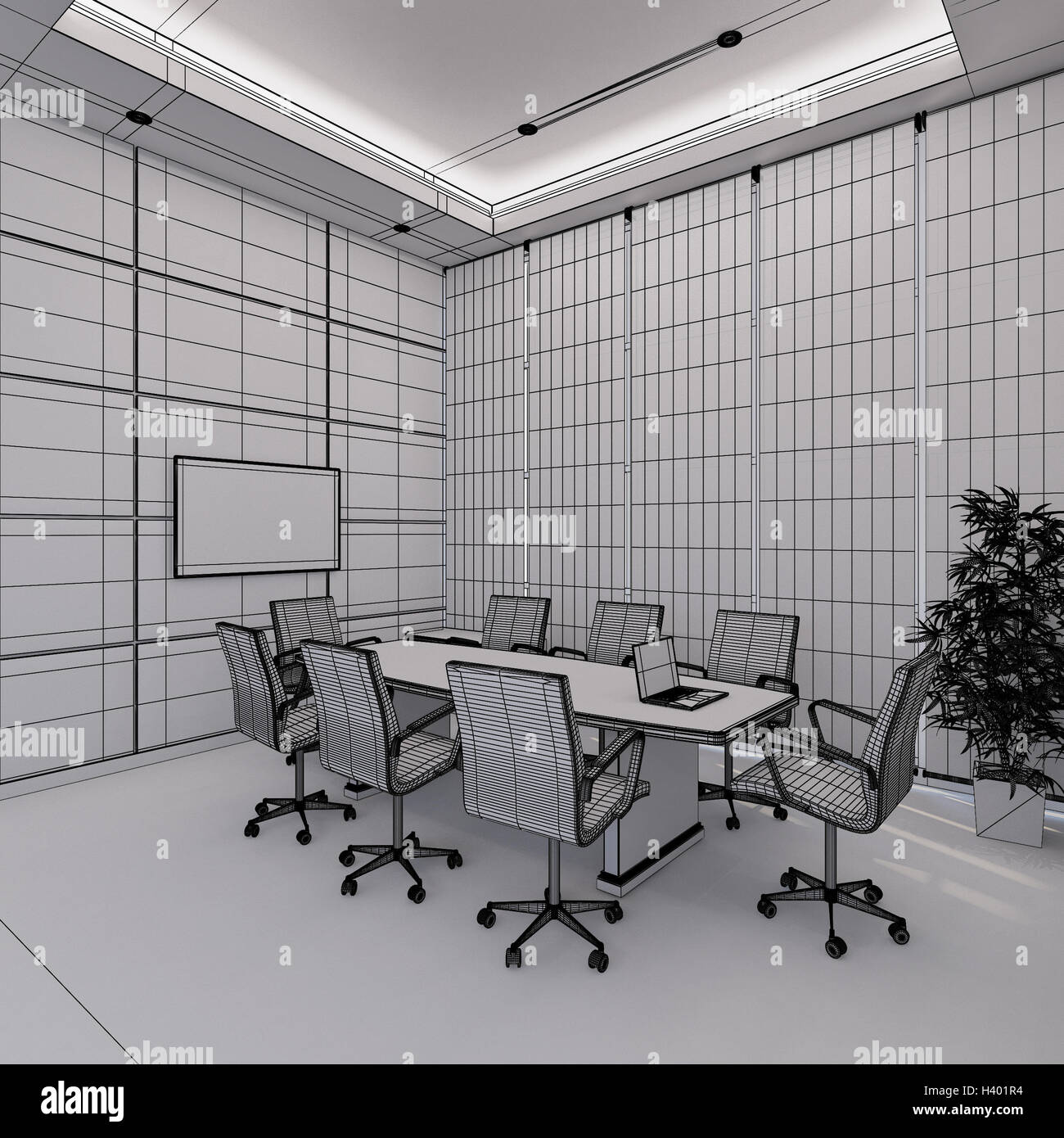 3D Interior rendering of a modern office Stock Photo - Alamy