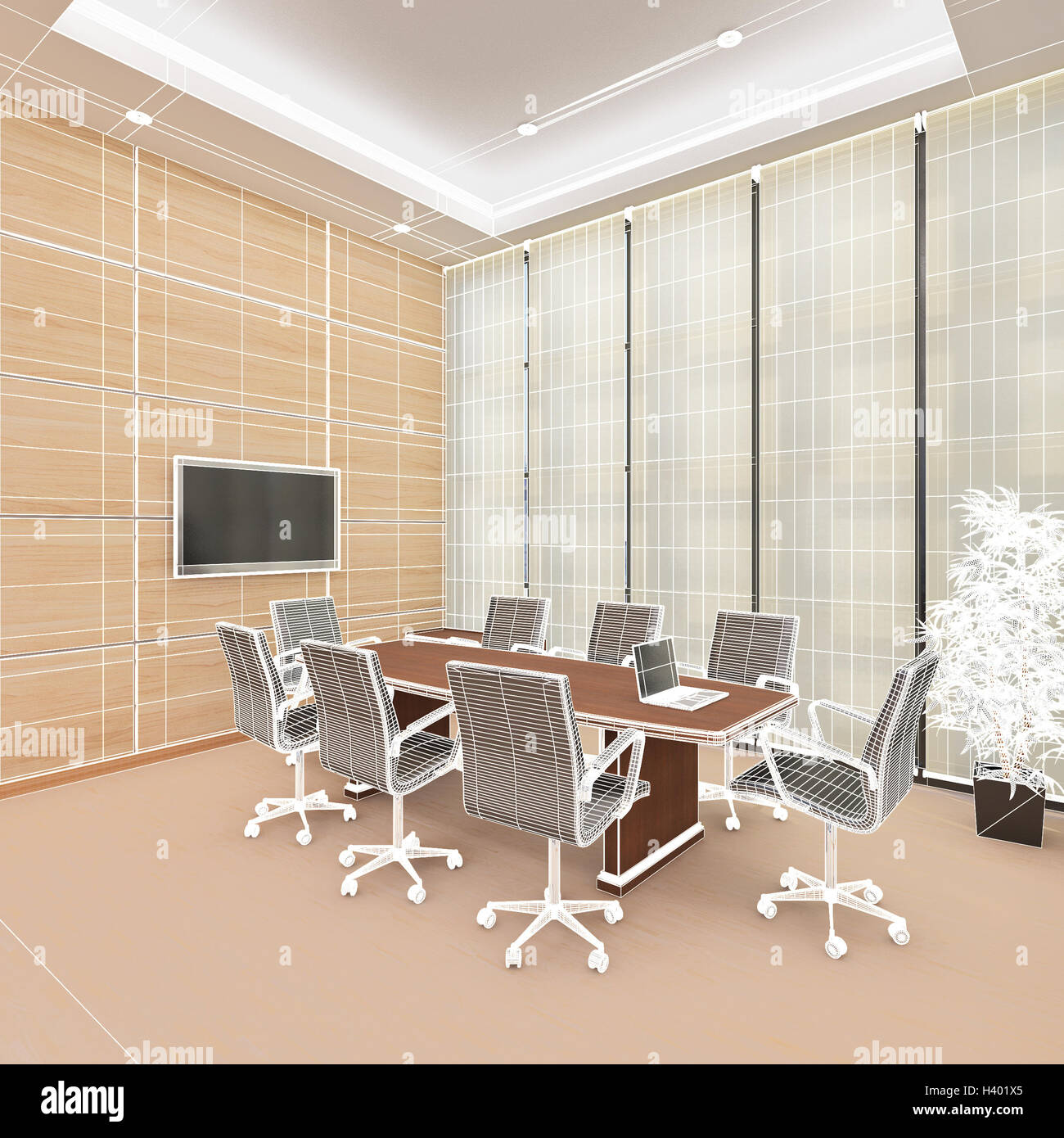 3D Interior rendering of a modern office Stock Photo - Alamy