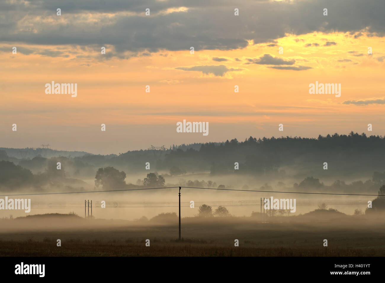 Dawn over rural countryside Stock Photo - Alamy