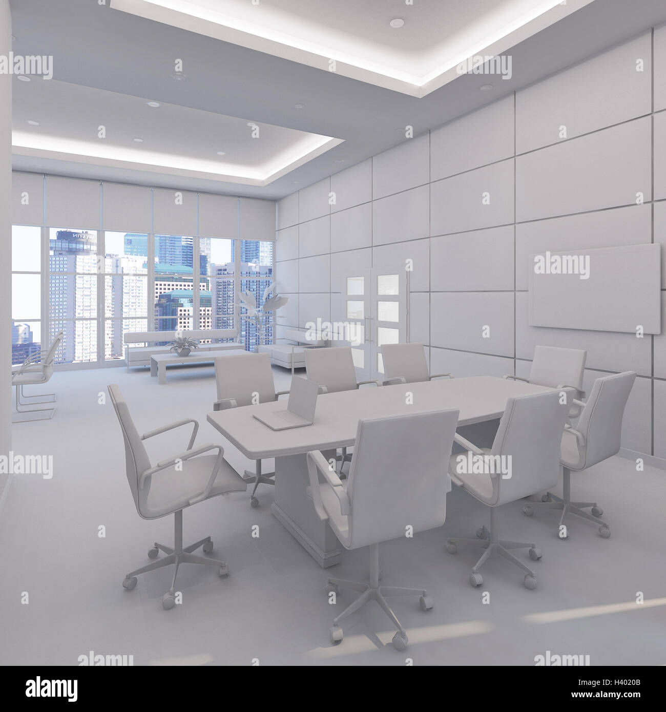 3D Interior rendering of a modern office Stock Photo - Alamy