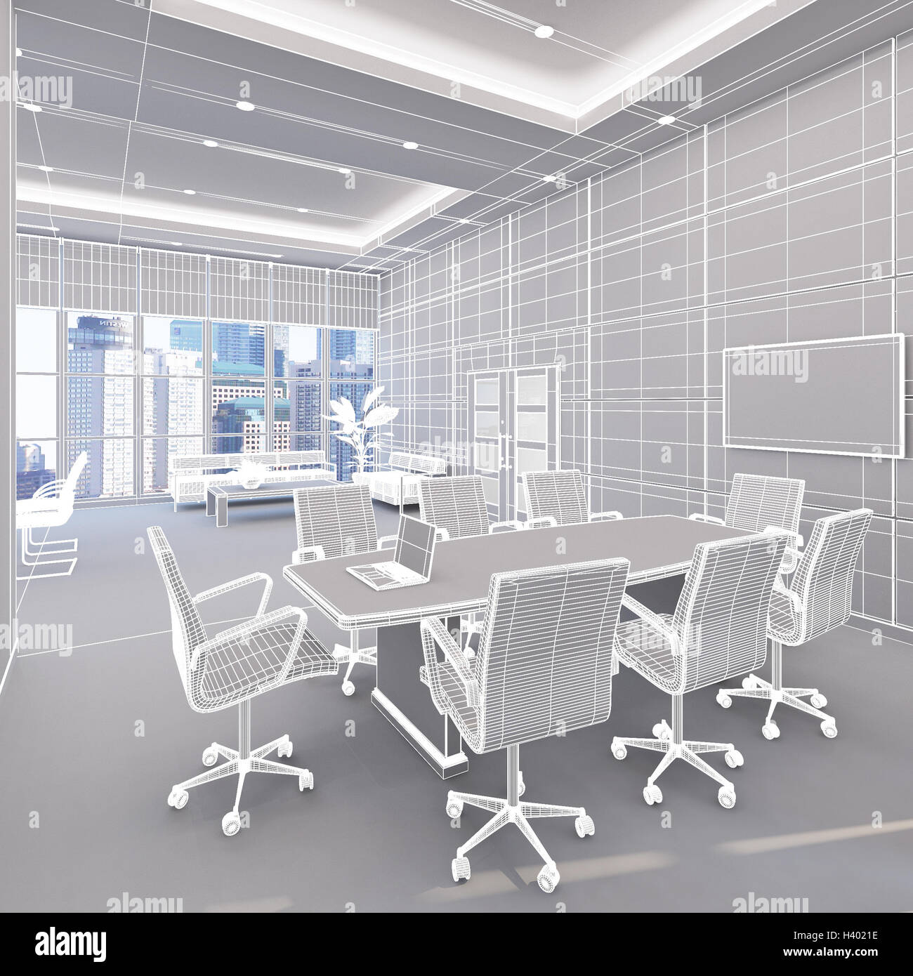 3D Interior rendering of a modern office Stock Photo - Alamy