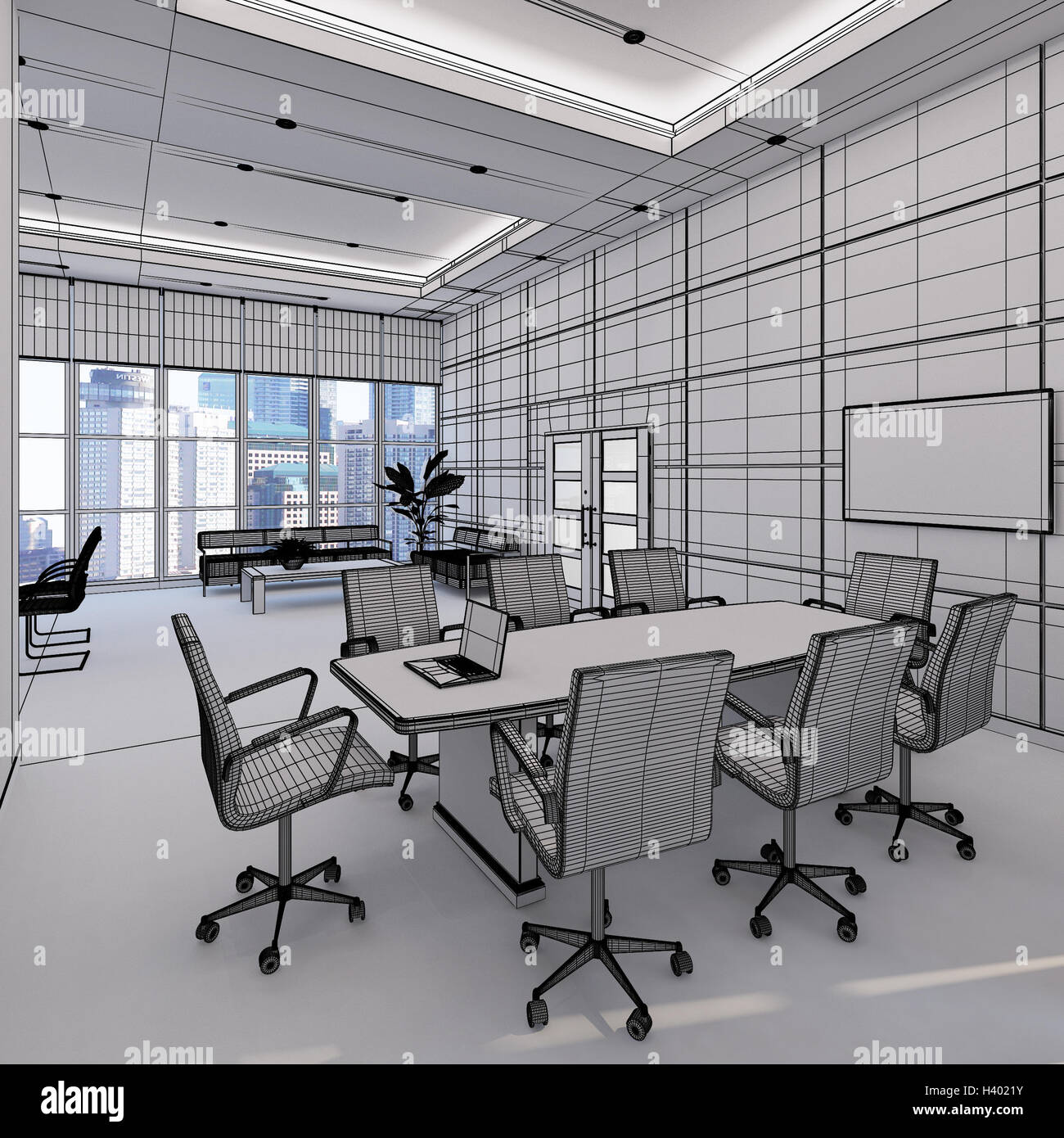 3D Interior rendering of a modern office Stock Photo - Alamy