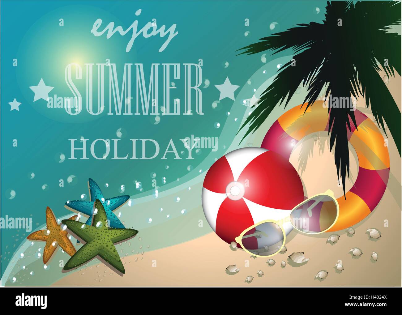 Summer beach vacation greeting Stock Vector Images - Alamy