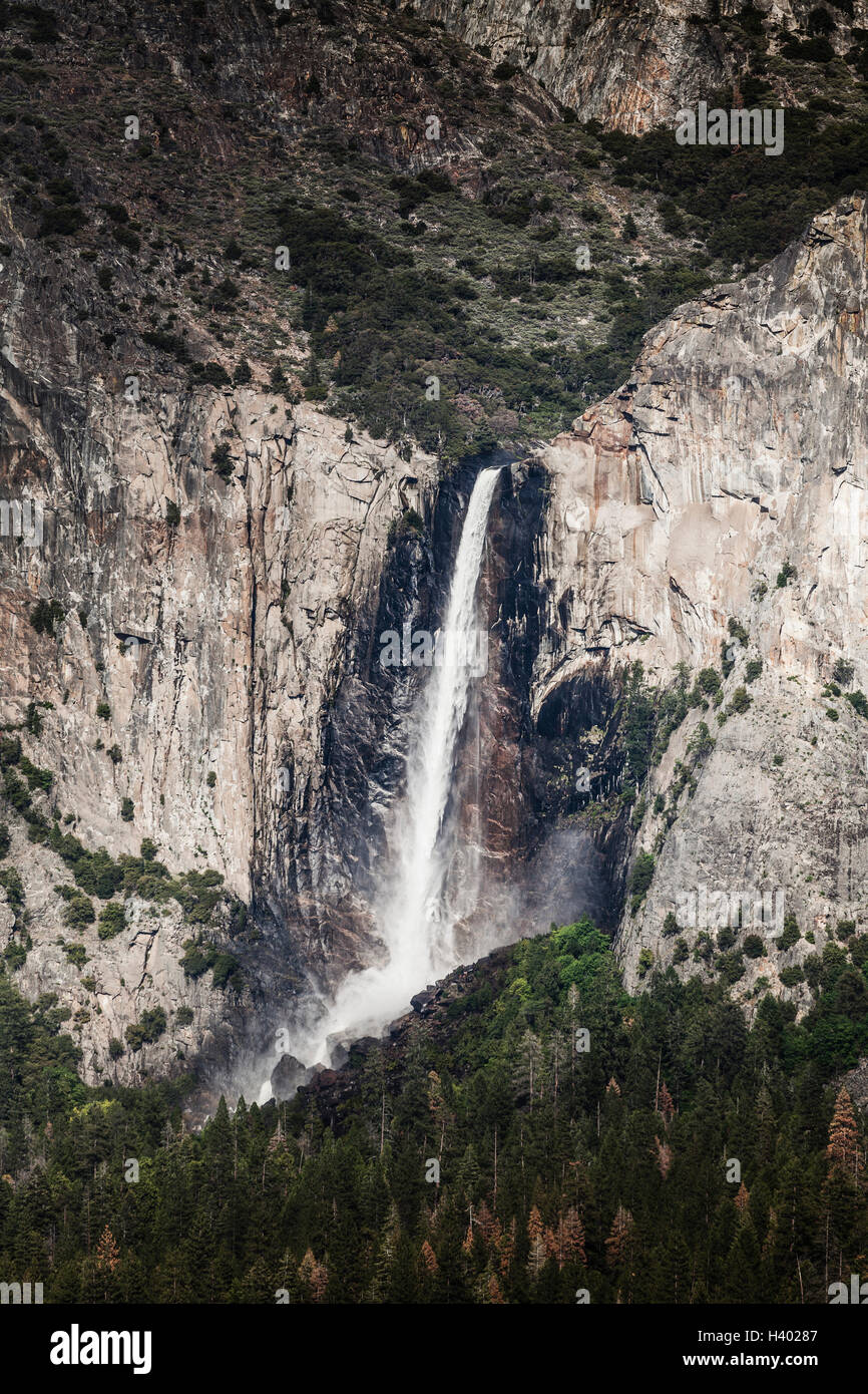 High angle view of Bridalveil Fall, Yosemite National Park, California ...