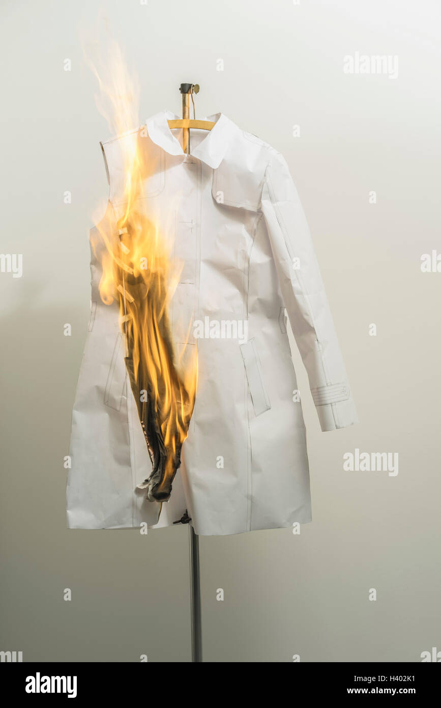 Burning fashion sample pattern against wall in design studio Stock ...