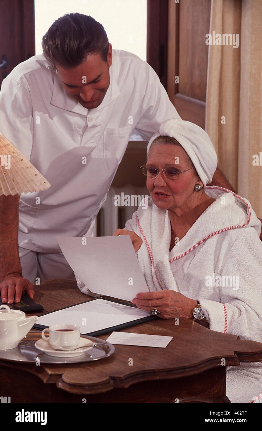 Senior citizen's home, orderly, senior, letter, read woman, old ...