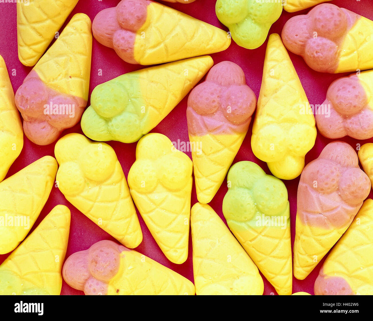 Sweets, froth sugar, forms, ice-cream cones, sweet, candy, brightly ...