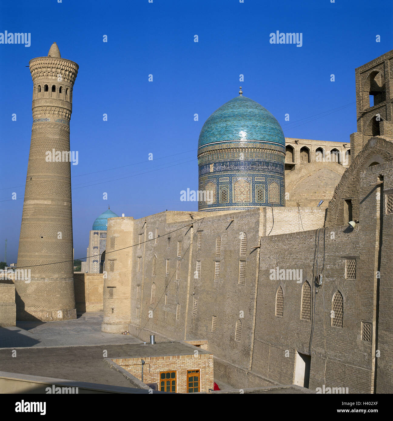 Uzbekistan, Bukhara, mosque Kalon, minaret, Mir-i-Arab-Medresse, detail ...