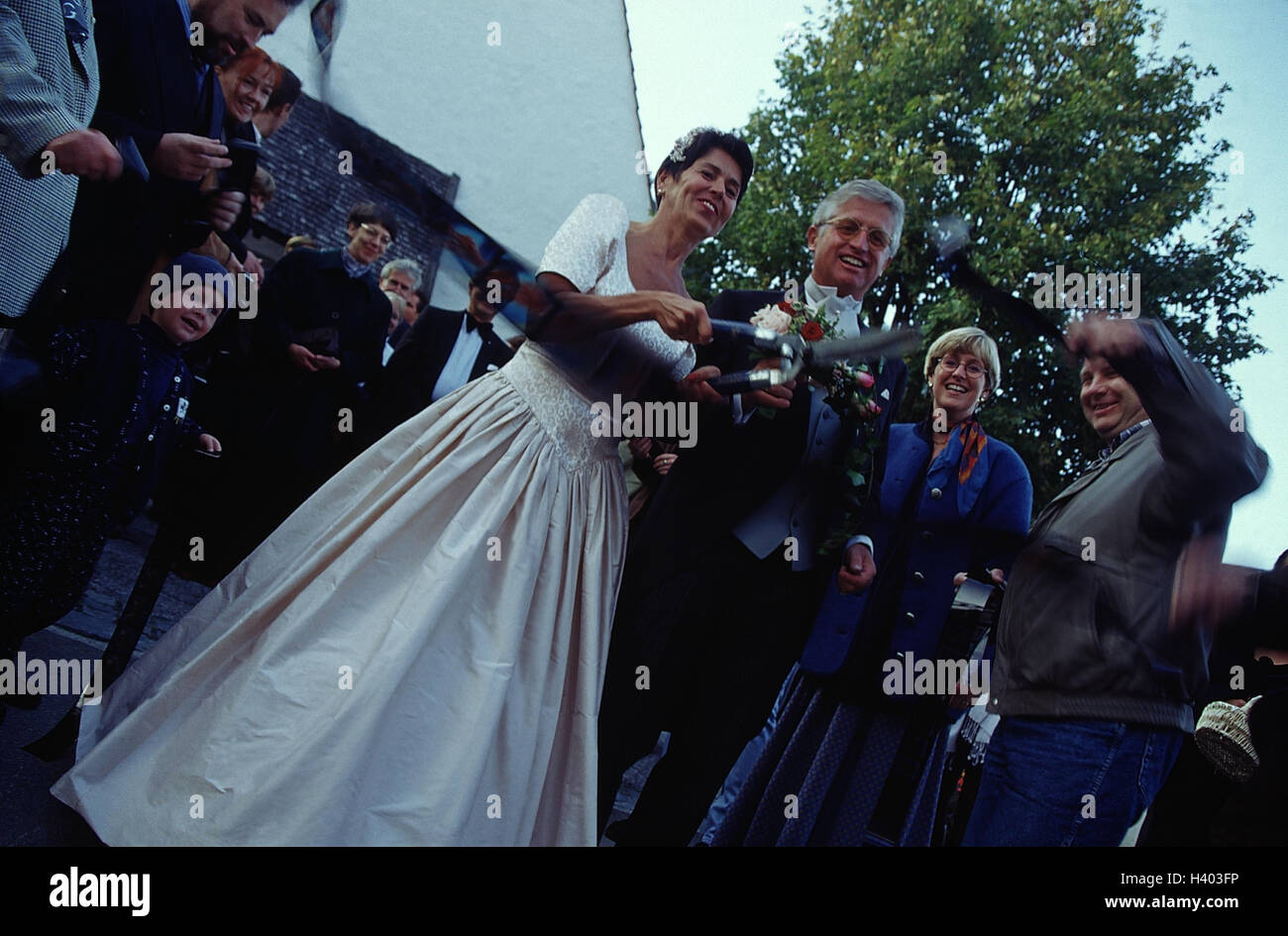 Church, wedding couple, wedding guests, trellises, cords wedding ...