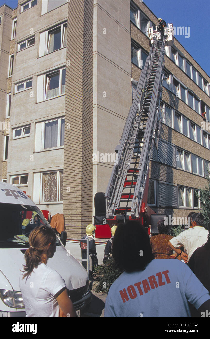 Tower block, emergency doctor's entry, fire ladder, emergency, rescue ...