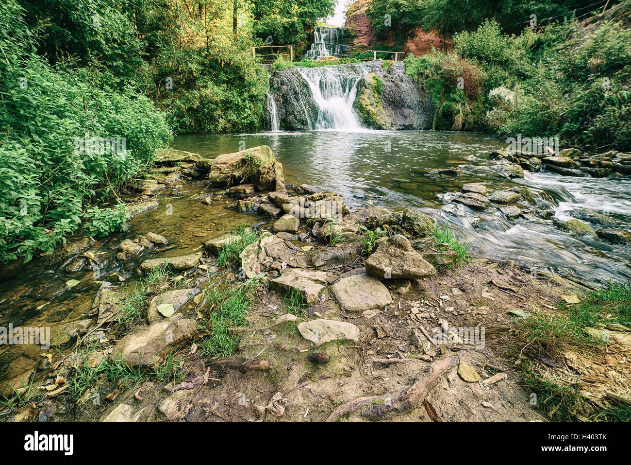 High mountain waterfall Stock Photo - Alamy