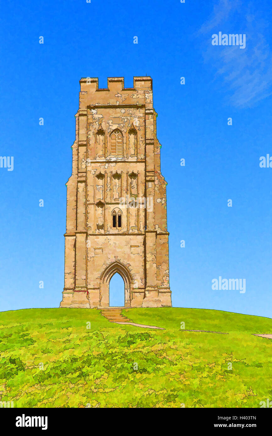 Glastonbury Tor Somerset England UK with St. Michaels Tower the Avalon ...