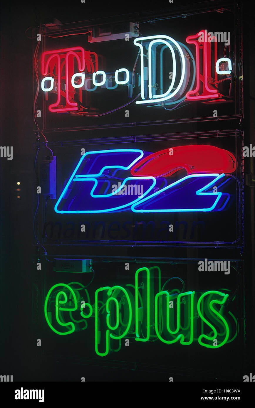 Neon lights, mobile radio suppliers, differently, advertisement, neon ...