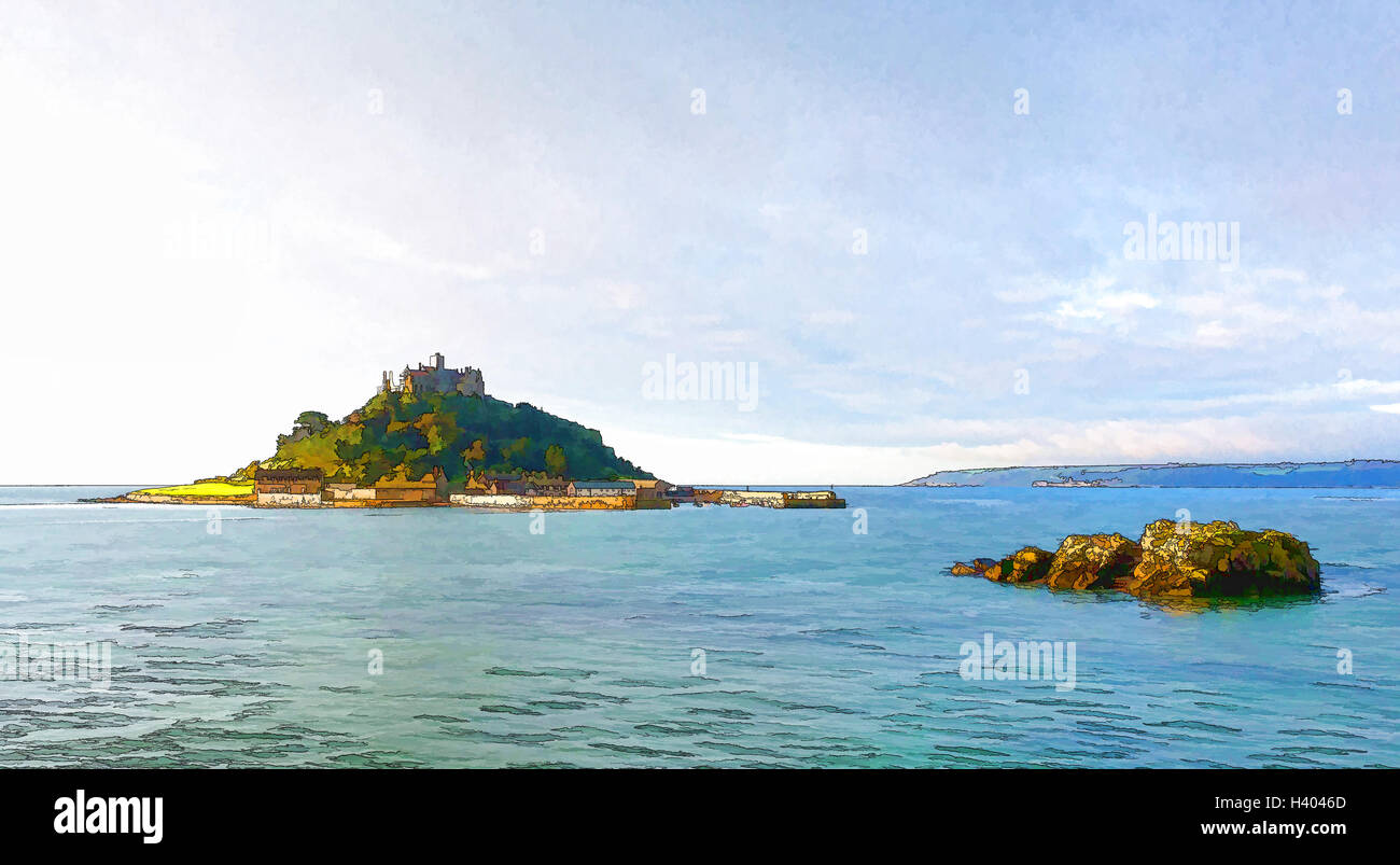 St Michaels Mount Marazion Cornwall uk medieval castle and church on an ...