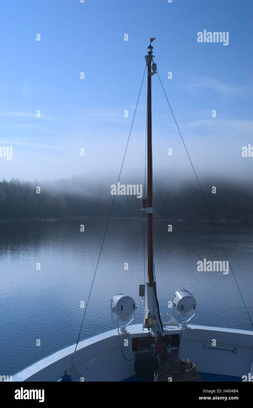 Russia, Karelia, Lake Ladoga, ship, detail, fog, northwest, Lake Ladoga ...