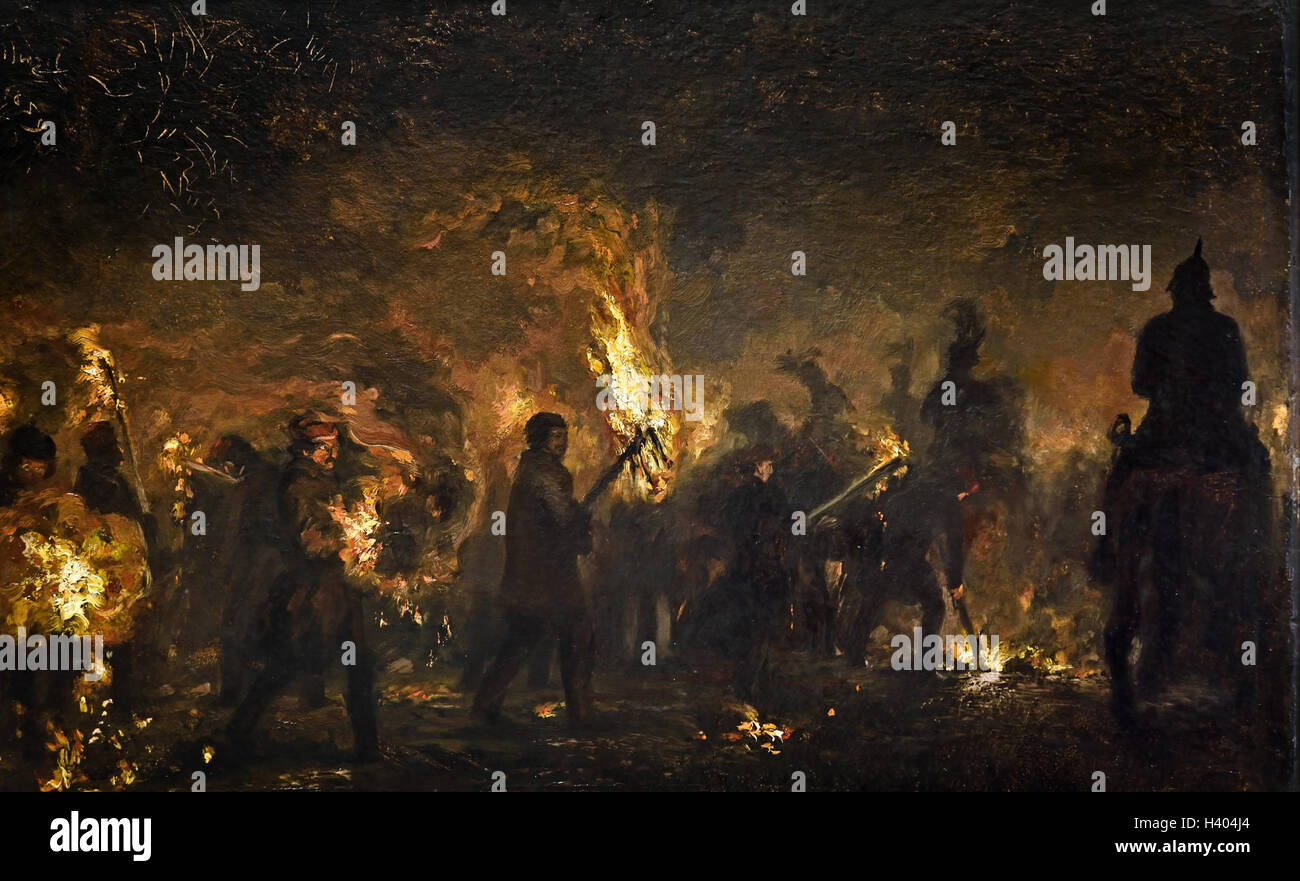 Studenten Fackelzug - Students torchlight procession 1859 Adolph Menzel ...