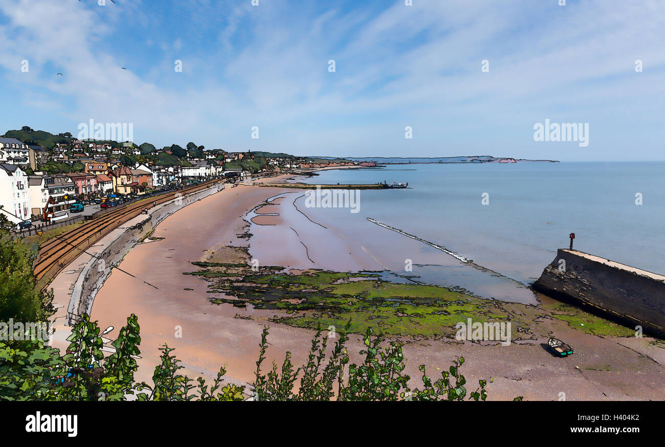 Dawlish Devon England uk illustration like cartoon effect before the ...