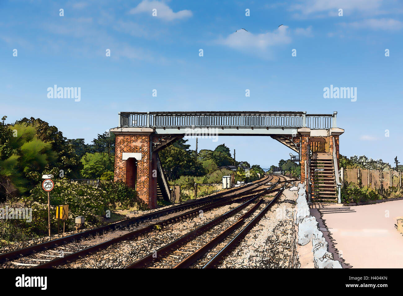 Pedestrian Bridge Over Railway Line Stock Photos & Pedestrian Bridge ...